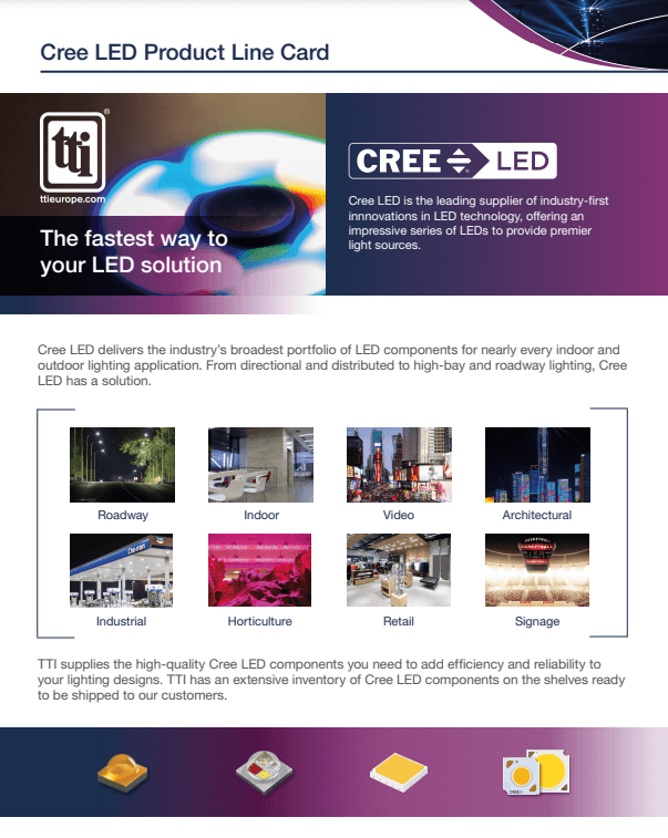 Cree LED Product Line Card | TTI Europe