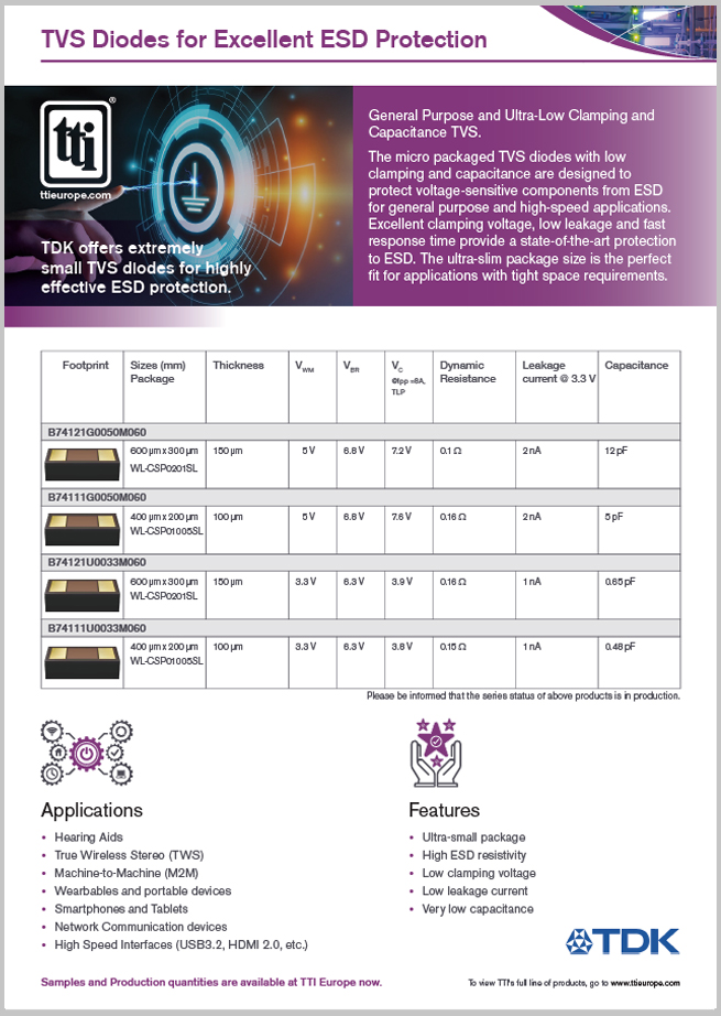 TDK ESD Diodes | TTI Europe
